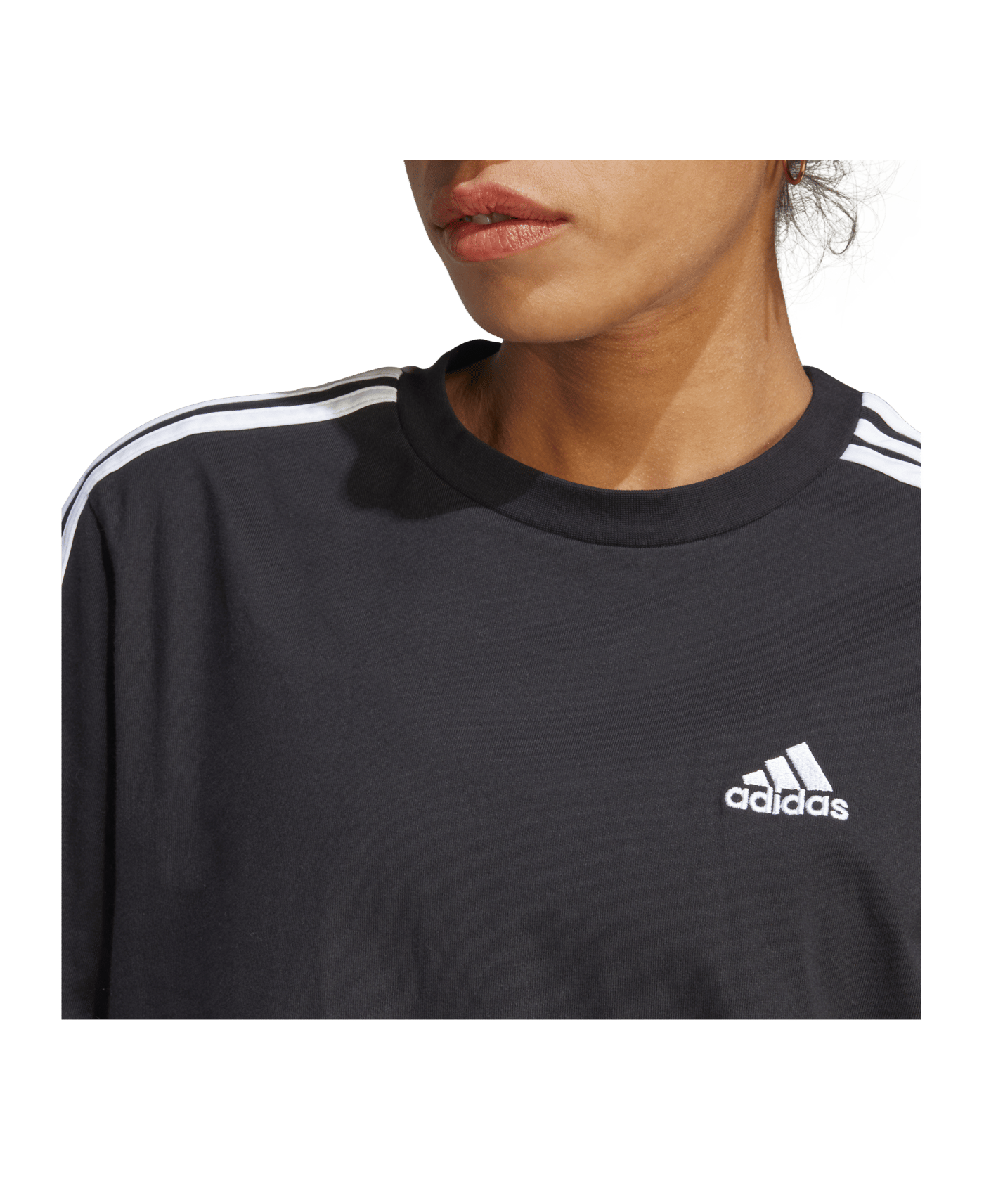adidas Essentials 3-Stripes T-Shirt Damen Schwarz Boyfriend Tee D Black ...