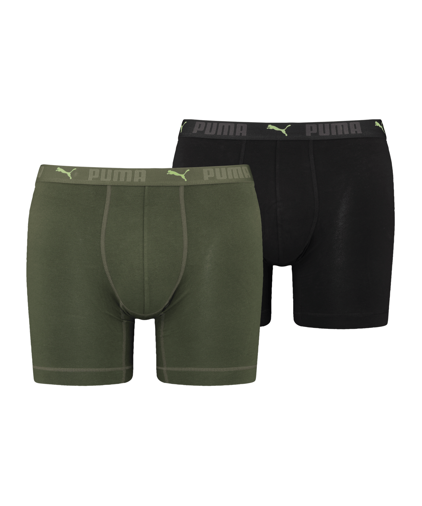 PUMA Sport Long Boxer 2er Pack Grün Schwarz F007 | Underwear ...